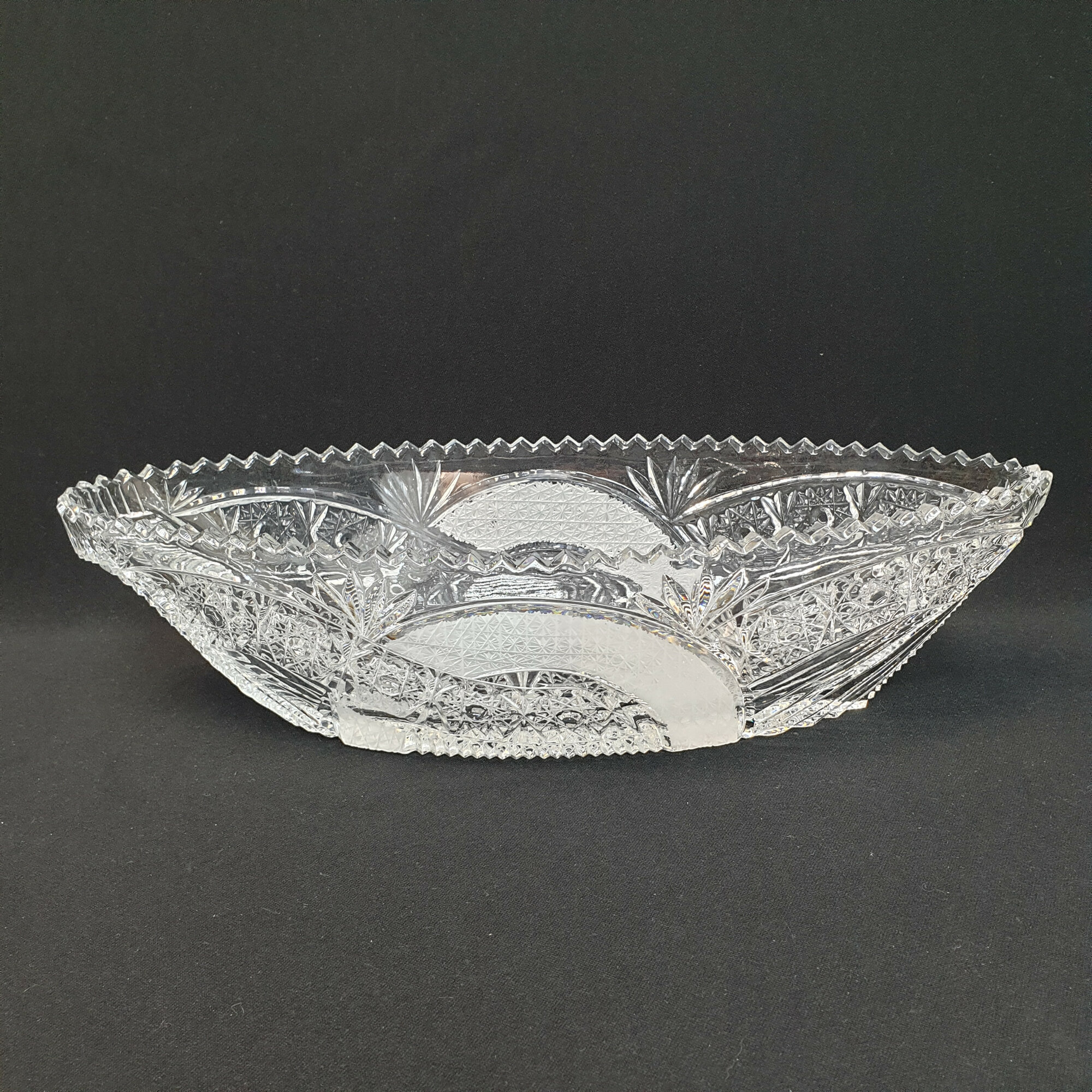 Винтажный салатник ладья 35х15 см хрусталь ручная 2500 мл СССР