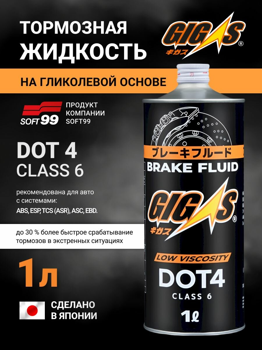 Тормозная жидкость GIGAS DOT4 Class 6 (Low Viscosity), 1л