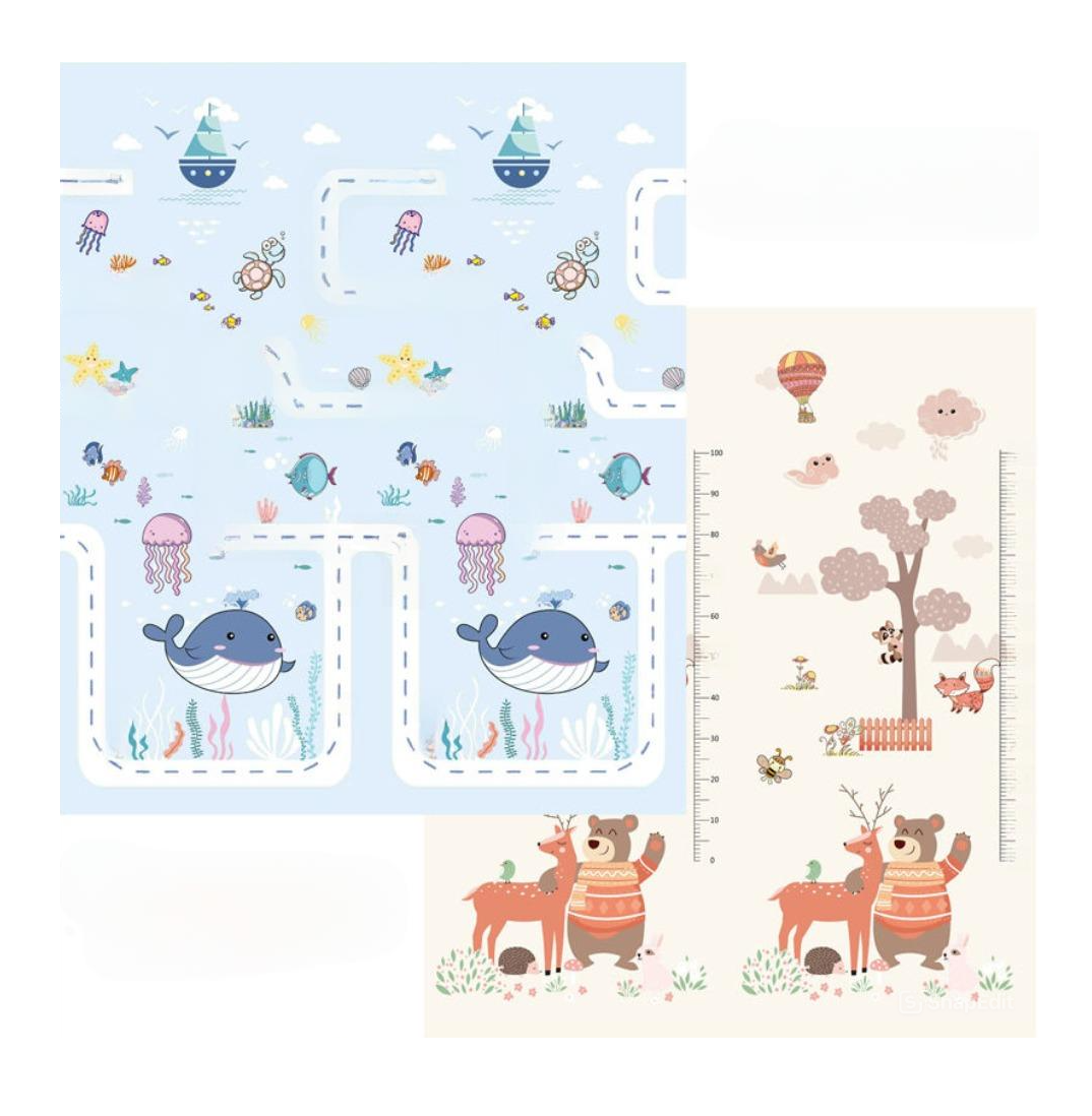 Коврик детский для малышей, водонепроницаемый, двусторонний складной Folding Crawling Mat FCJ0884595 Подвоный мир/Лес