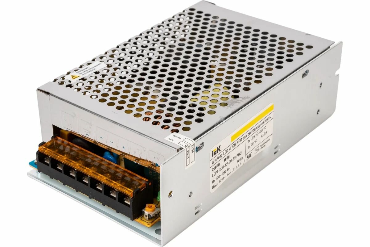 Блок питания для светодиодной ленты 12В 200Вт IP20 IEK