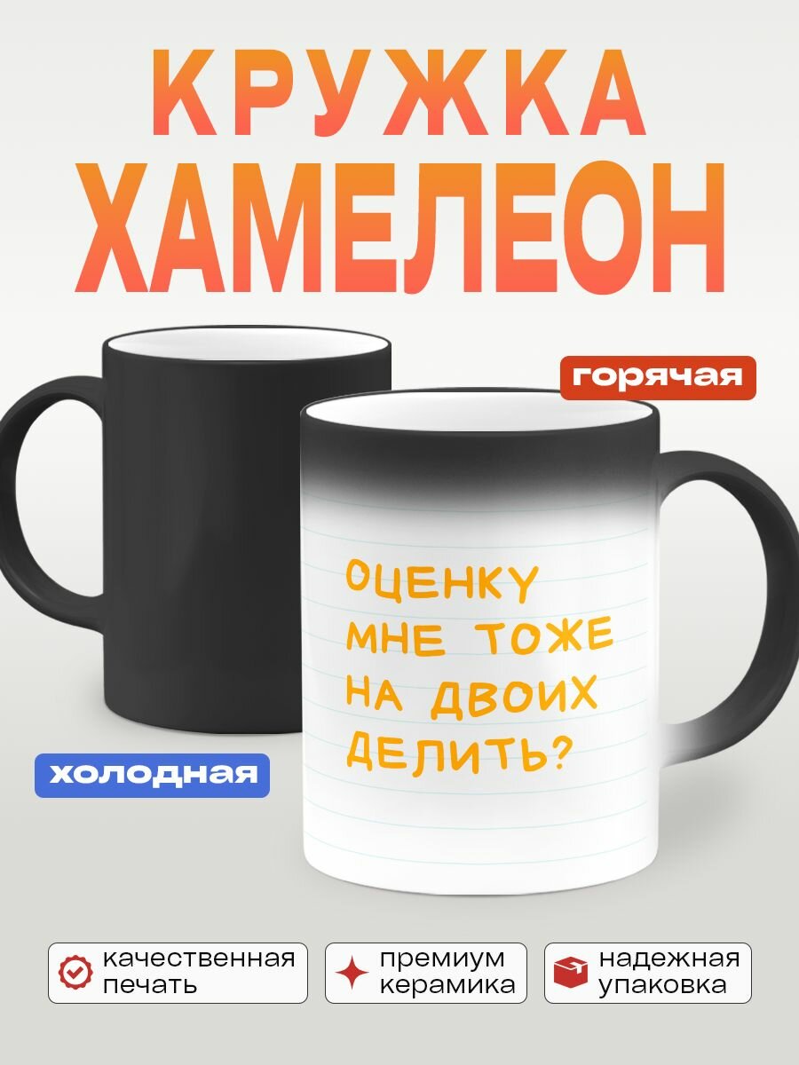 Кружка хамелеон с приколом в подарок учителю, 330 мл, 1 шт.