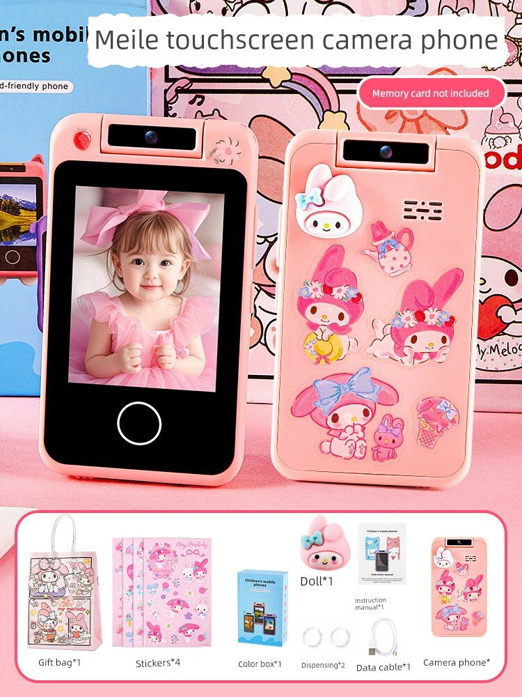 Телефон My Melody для детей с поворотной камерой, обучающий экран, игрушка для малышей