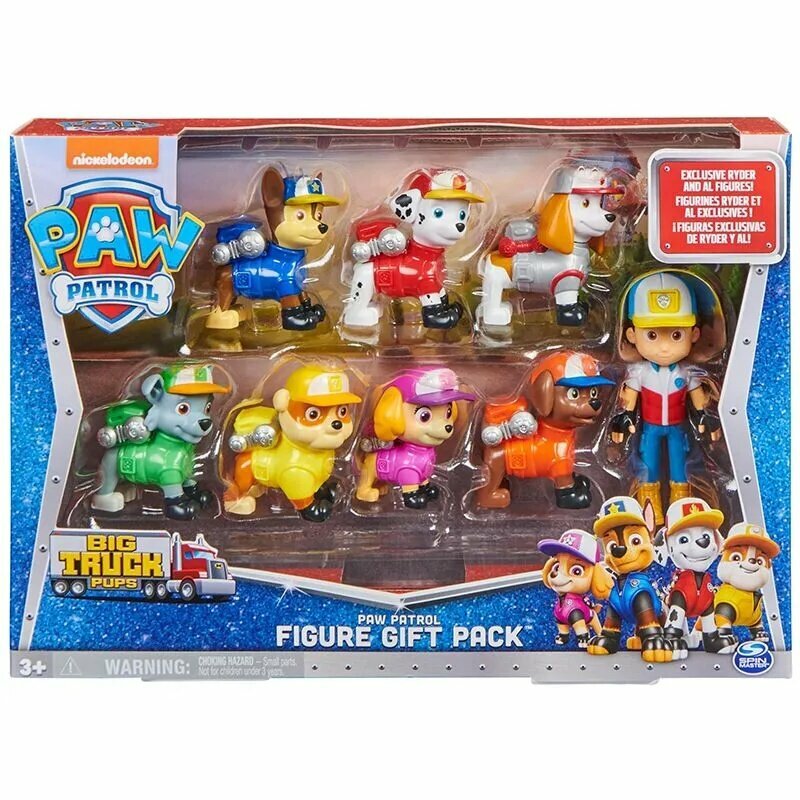 Spin Master Nickelodeon Paw Patrol Big Truck Pups / Подарочный набор из 8 фигурок с коллекционными фигурками, детскими игрушками для детей в возрасте от 3 лет и старше
