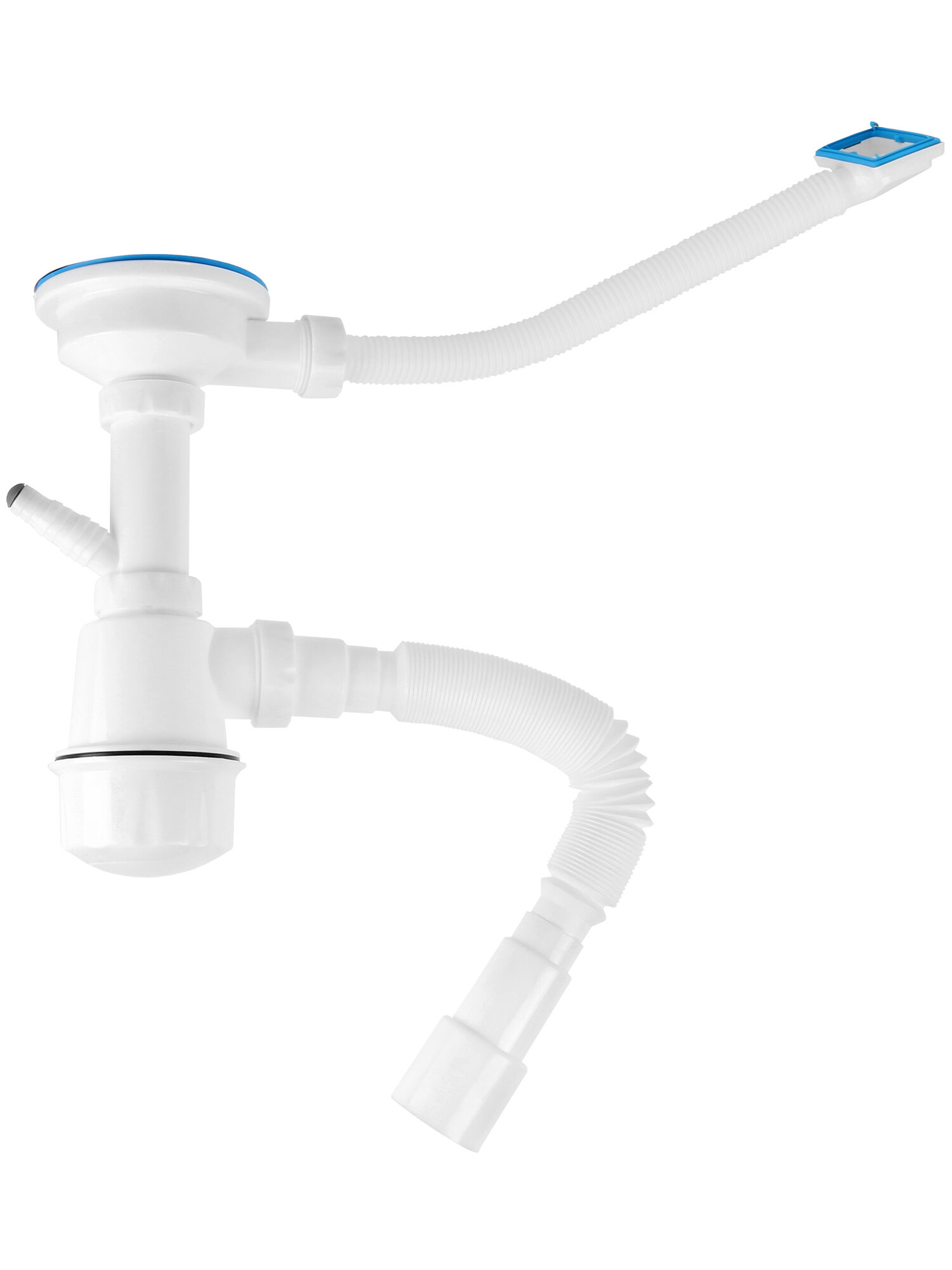 Сифон для кухни выпуск 3 1/2" прямоугольный перелив гибкая труба 1 1/2"- 40/50 мм AV ENGINEERING (AVE129740)