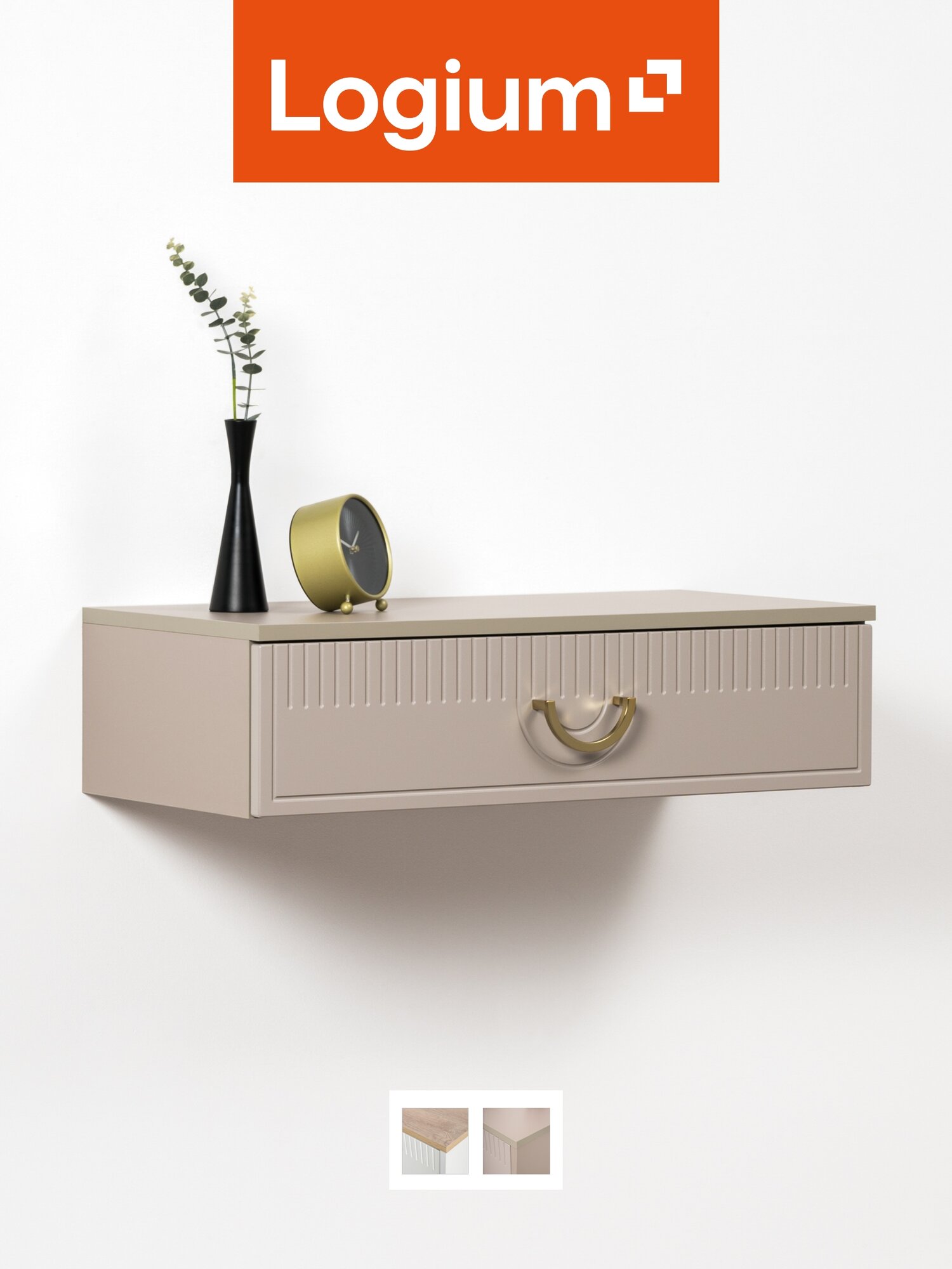 Столик туалетный подвесной, 74*36*19, Глиняный серый, Крем, Интерия 12.116