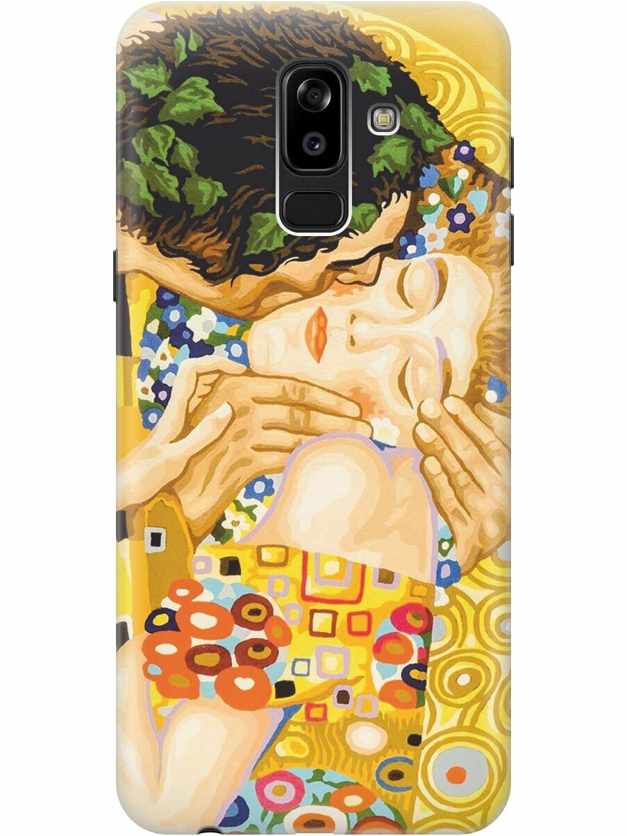 Ультратонкий силиконовый чехол-накладка для Samsung Galaxy J8 (2018) с принтом "Поцелуй"