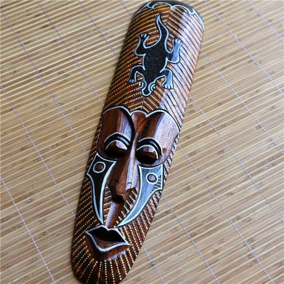 Декоративная маска "Абориген", дерево, ручная, 50х13см, цвет коричневый