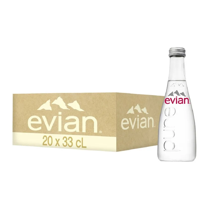 Вода минеральная Evian (Эвиан) 20 шт. по 0,33 л негазированная, стекло