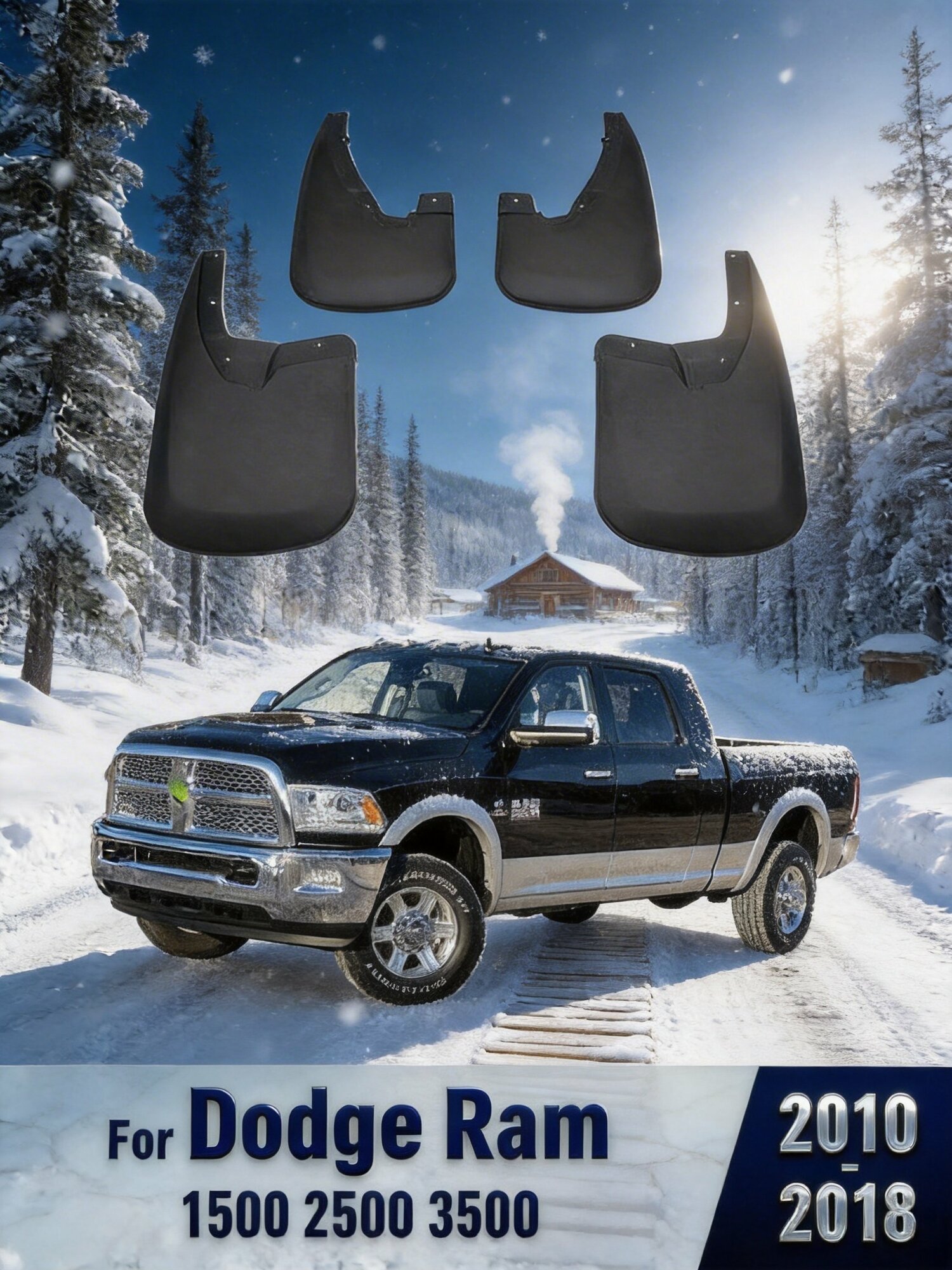 Брызговики передние и задние, комплект из 4 шт для Dodge Ram 1500 2500 3500 2010-2018, защита кузова от грязи, снега и камней с модельной посадкой