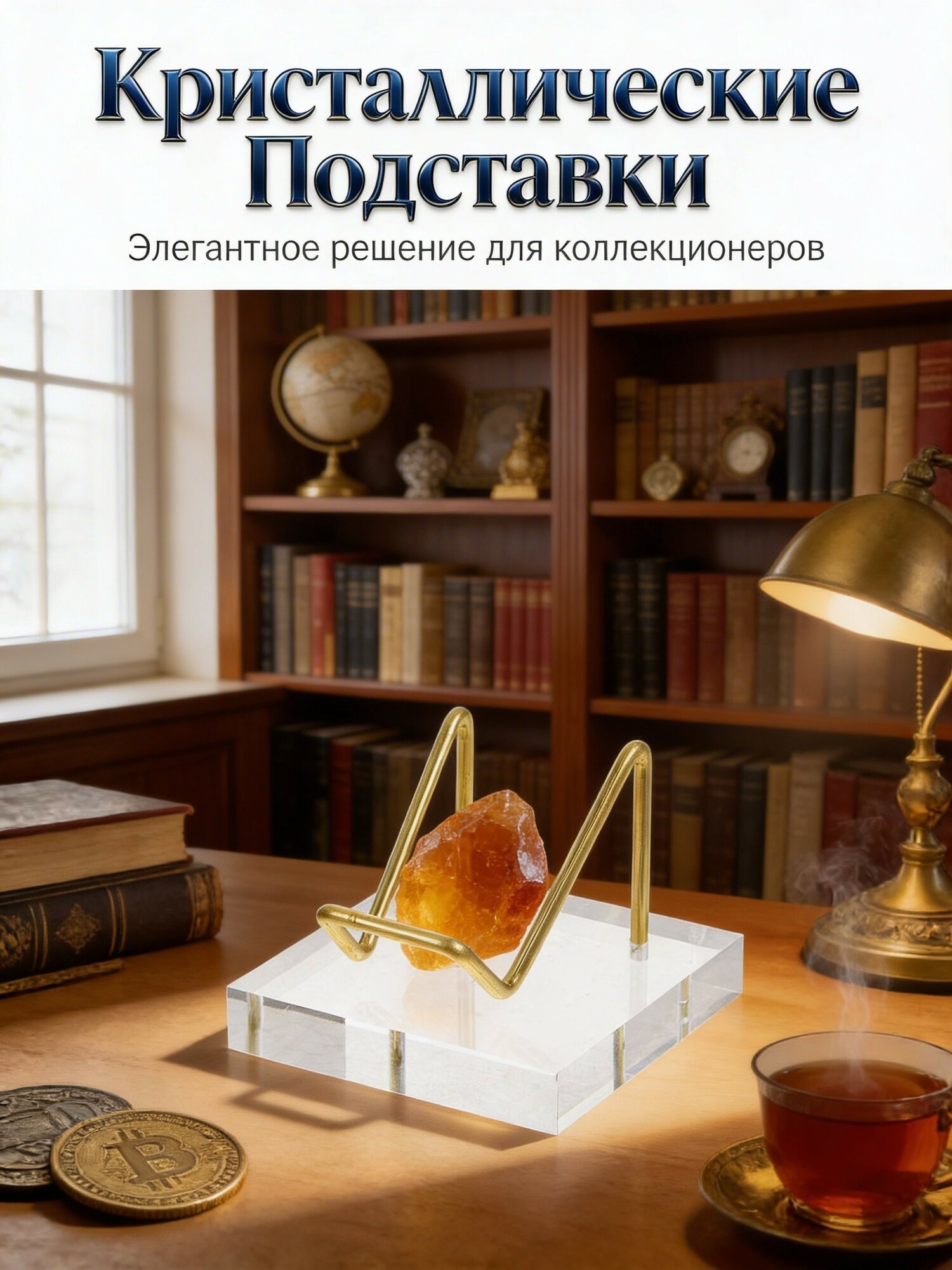 Кристаллическая подставка для коллекции камней, держатель образцов руды из металла и акрила — полка-рамка для хранения и демонстрации кристаллов и украшений