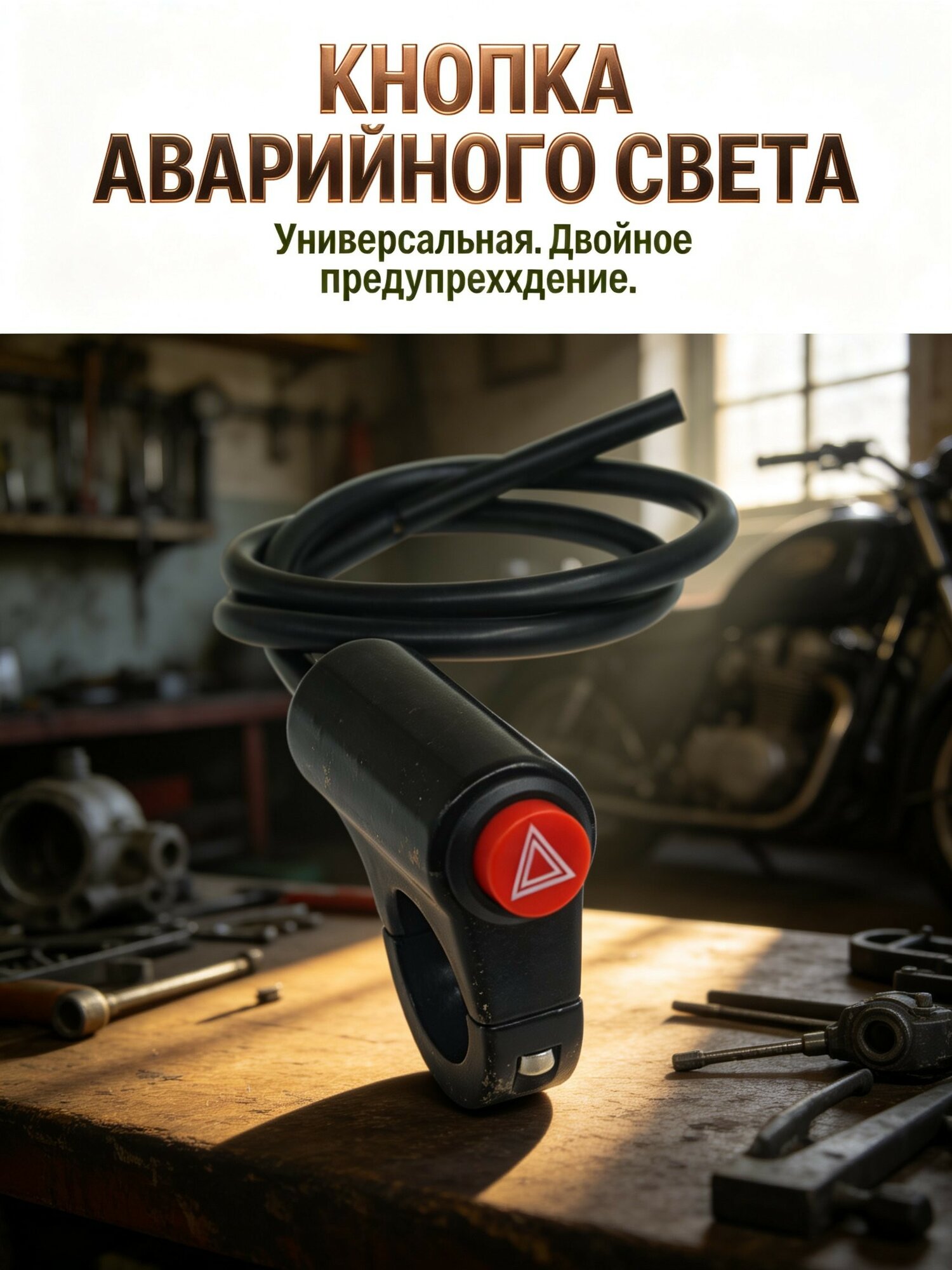 Кнопка аварийного освещения мотоцикла, универсальная водонепроницаемая с двойной вспышкой для руля 22 мм и 12В, простая установка