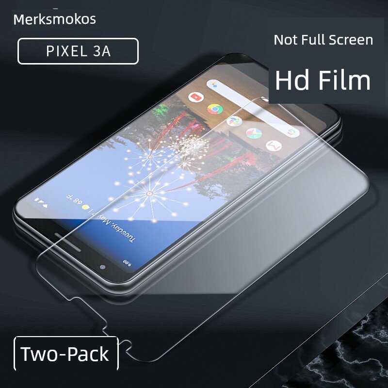 Для Google Pixel 3A, 2-упаковка стеклянного защитного экрана, неполное покрытие, анти-отпечатки