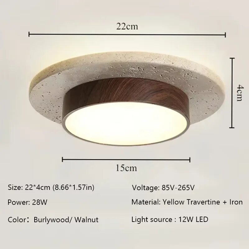 Настольная люстра Natural Yellowstone в стиле ваби-соби круглая настольная люстра D22см LED28в Скандинавский орех/деревянная люстра для балкона и коридора