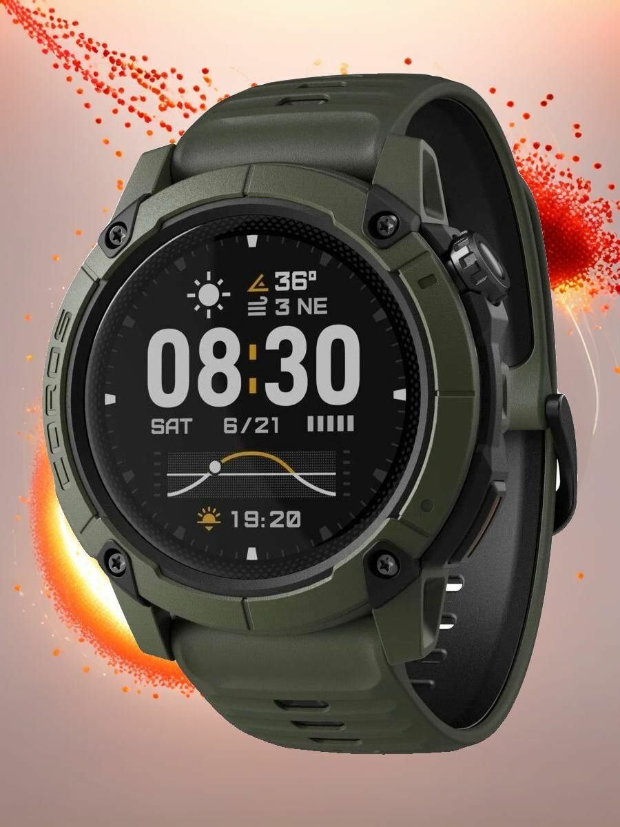 Смарт-часы COROS NOMAD, 1.3"/260х260, Android, iOS, MIP зеленые, GPS, гироскоп