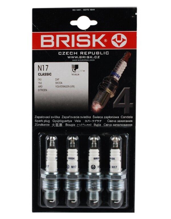 Свеча зажигания ГАЗ Brisk N17 Clasik (4шт) в блистере