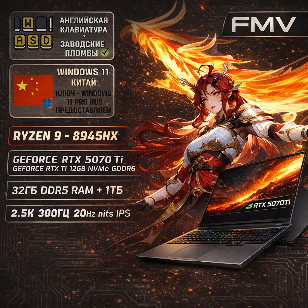 MECHREVO 16Pro Игровой ноутбук 16" серый цвет , AMD Ryzen 9 8945HX, RAM 32 ГБ, SSD, NVIDIA GeForce RTX 5070 Ti (12 Гб)