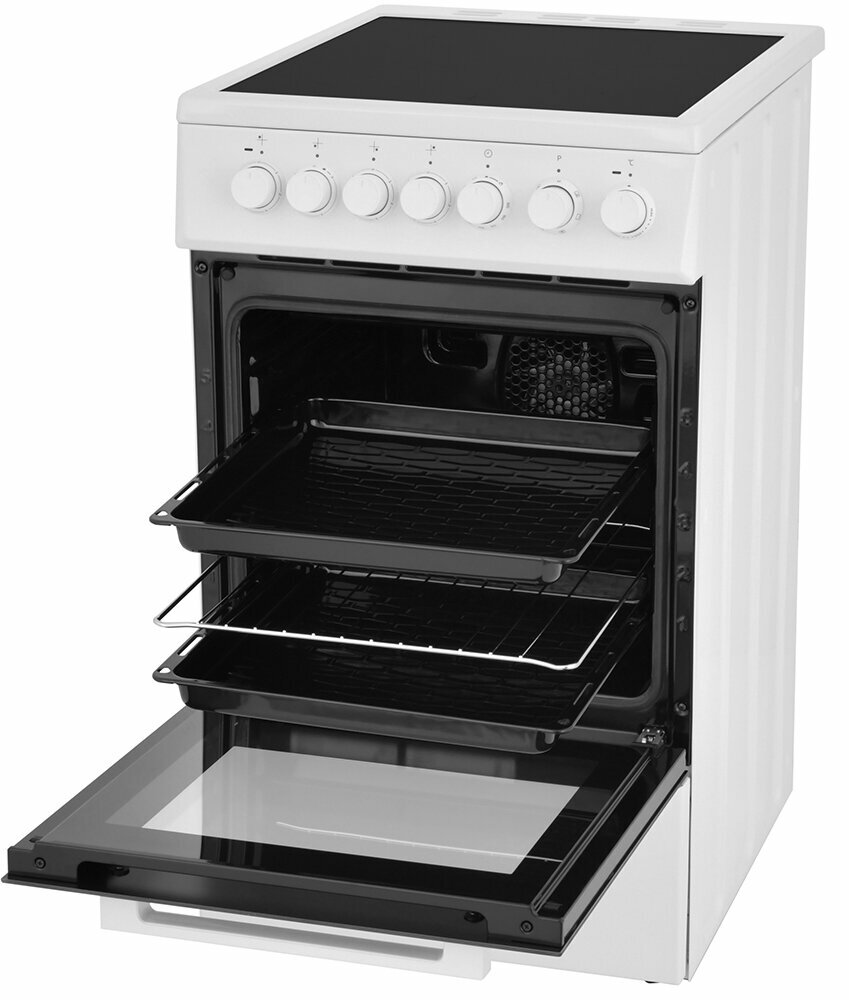 Электрическая плита Beko FSE57110GW 50 см, 55 л, 4 конфорки, белый