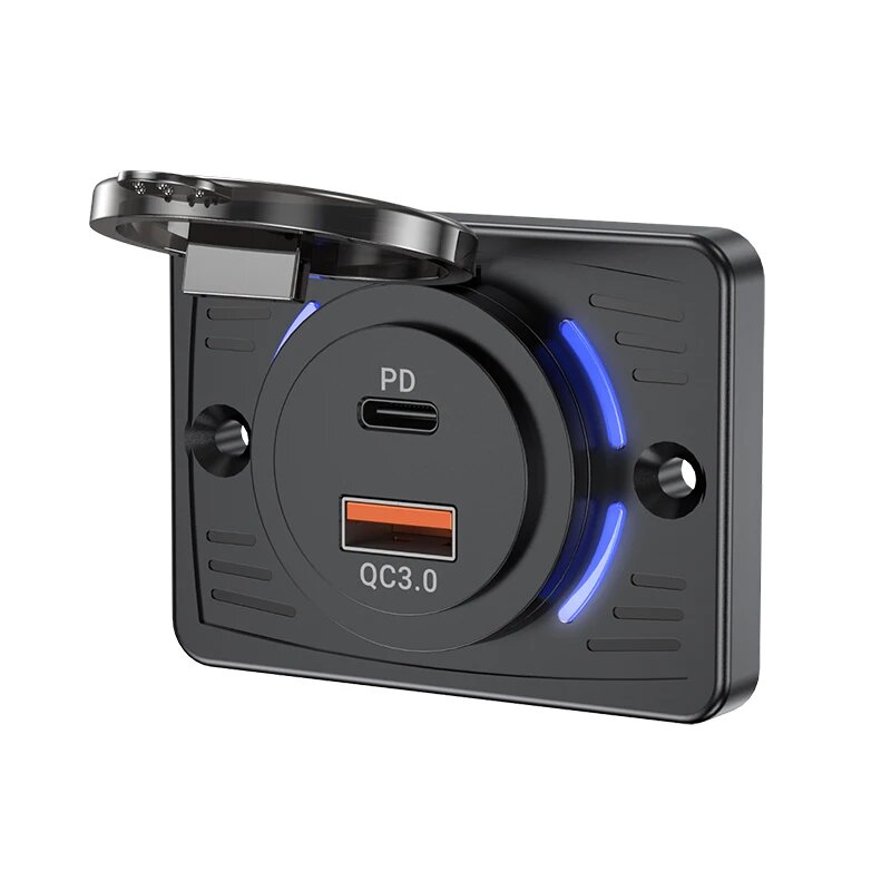 Автомобильная USB розетка PD 30W + QC3.0, черная