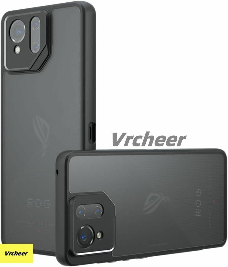 Чехол для Asus Rog Phone 9 / 9 Pro(Асус Rog Phone 9 / 9 Pro) Матовый прозрачный противоударный черное/Защита от отпечатков пальцев / нескользящий гибкий силикон / матовый акрил