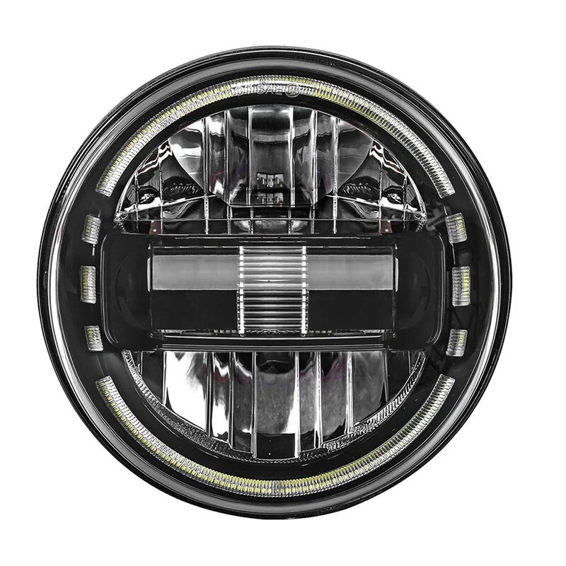 7" LED фара круглая черная с DRL ангельскими глазками