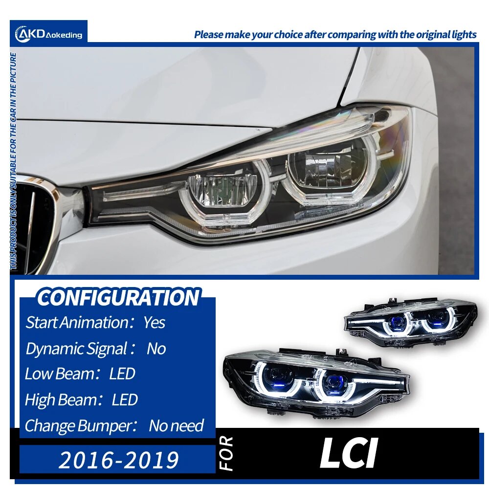 Фаркоп AKD для BMW F30 F31 F35 светодиодный фара 2013-2019 фары 3 Серия дневная ходовая огонь поворотный сигнал дальний свет ангельский глаз проекторный линза