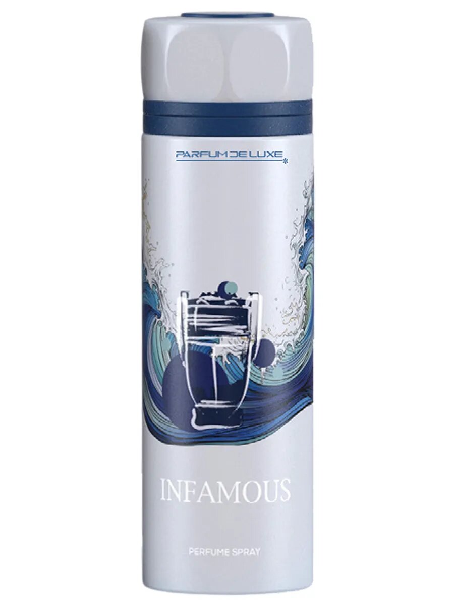 Дезодорант спрей мужской PARFUM DE LUXE Парфюмированный nfamous 200мл