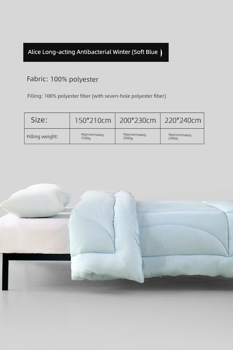 Mercury Home Textiles Alice Series Антибактериальное зимнее одеяло, мягкий синий 150x210 см