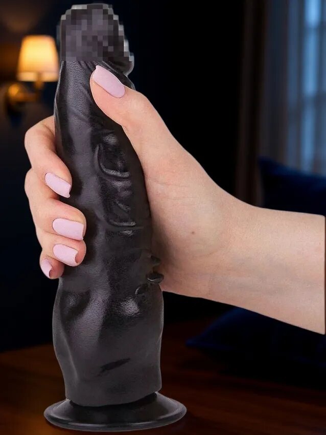 Фаллоимитатор LOVETOY, реалистичный, с клиторальными шипами, 17,8 см, чёрный