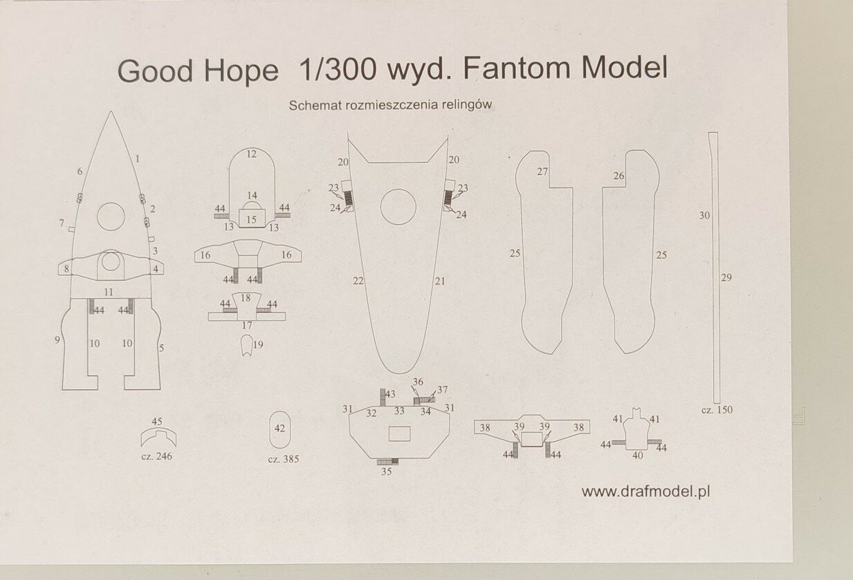 Лаз. резка лееров к модели Корабль HMS Good Hope 1:300 Fantom Model №4