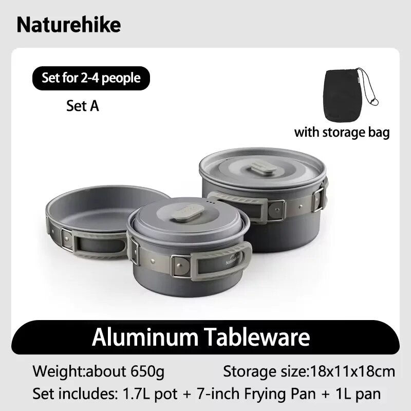 Naturehike набор посуды 2-4 чел. черный