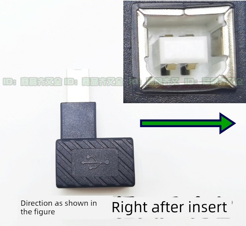 Черный адаптер 90 градусов с правым изгибом для подключения принтера и USB с L-образной конструкцией