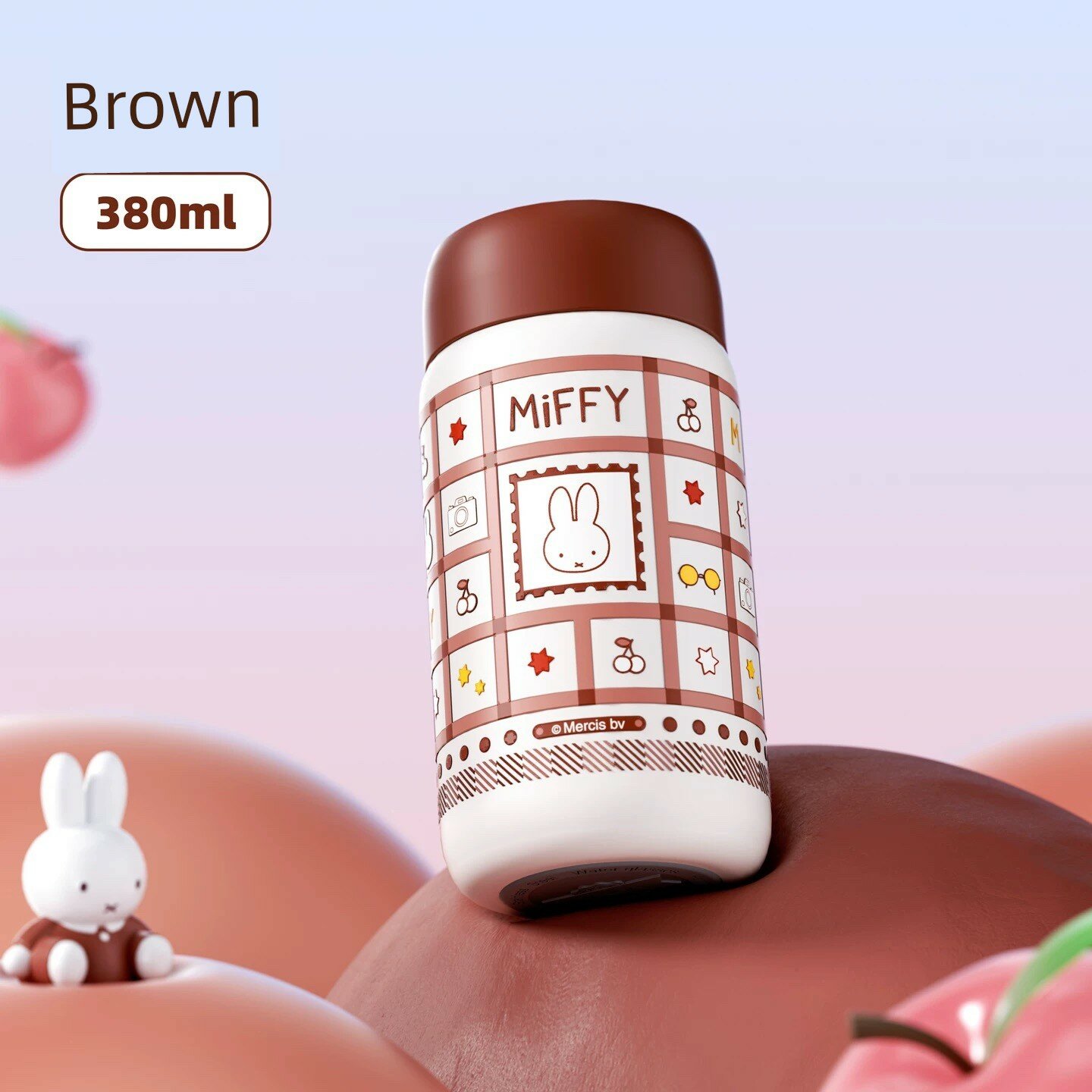MIFFY Нержавеющая стальная термос кружка 380 мл с внутренним покрытием 316, бежевый цвет, удобная для путешествий