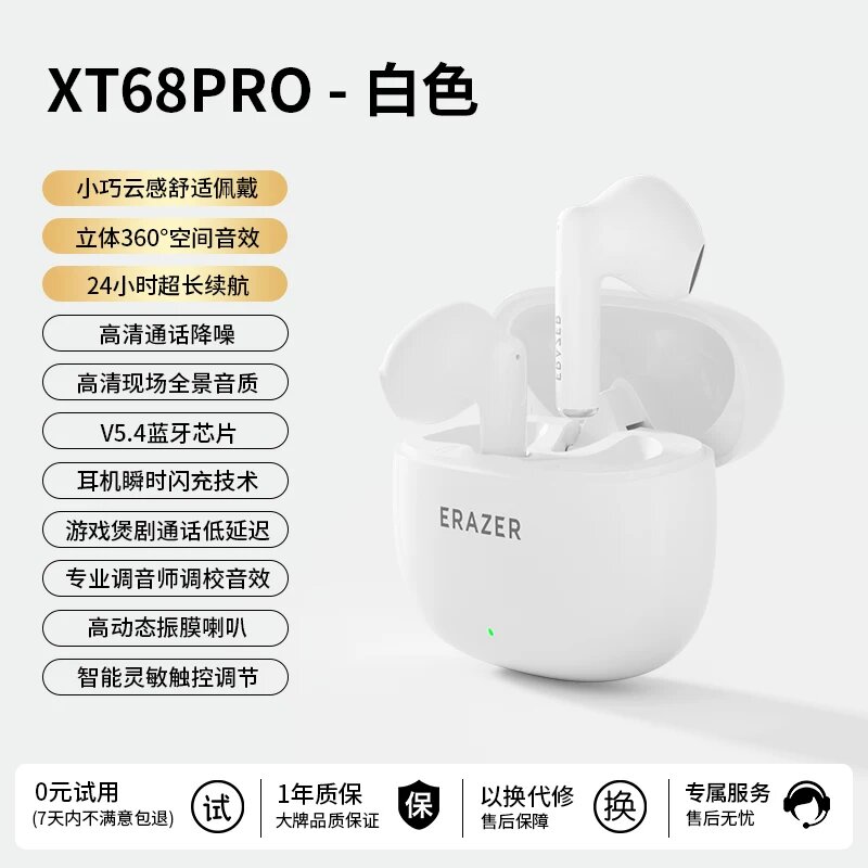 Скидочные беспроводные наушники Bluetooth полупрозрачные, белый для Apple и Xiaomi