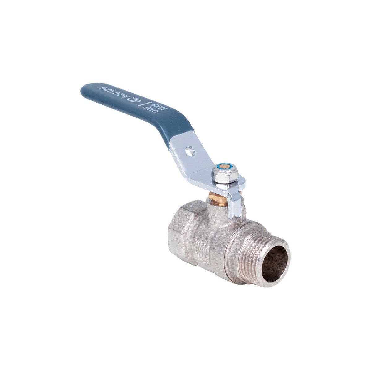 Кран шаровой латунный Aqualink, 1/2", ГОСТ, внутренняя/наружная резьба, ручка