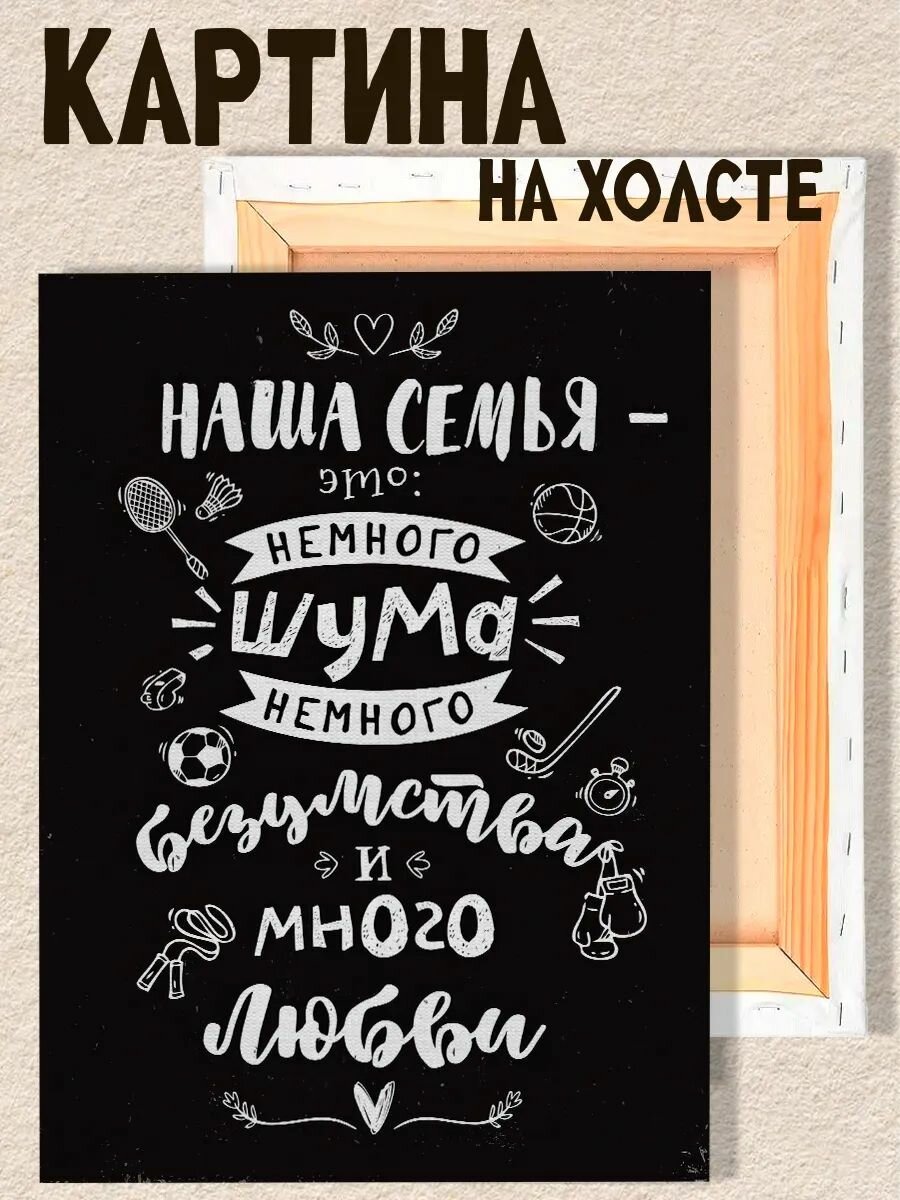 Картина на стену Правила дома, на подрамнике, 1шт, 25х17 размер.