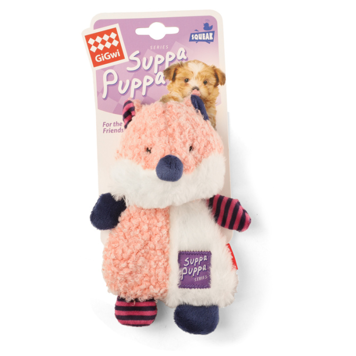Игрушка для собак GiGwi / ГиГви SUPPA PUPPA Лиса с пищалкой, мягкая, размер 17.5см / зоотовары для животных