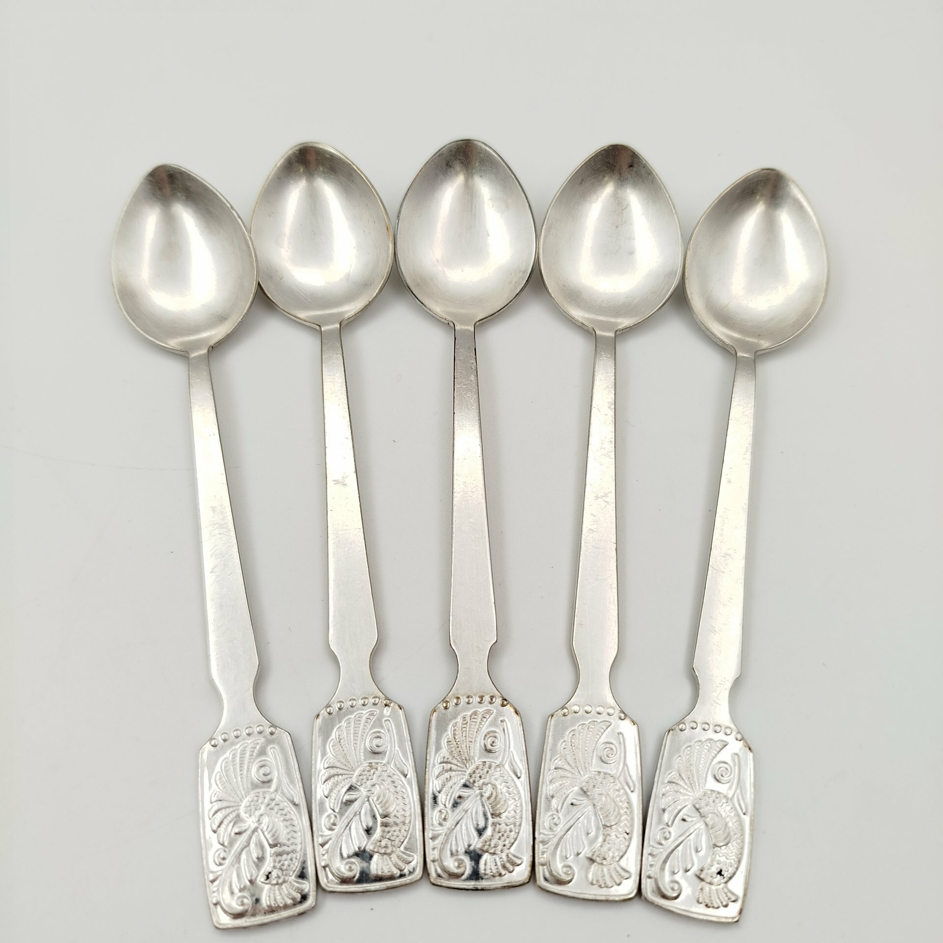 Набор чайных ложек на 5 персон, мельхиор (медь-никель), СССР, 1960-1980 гг.