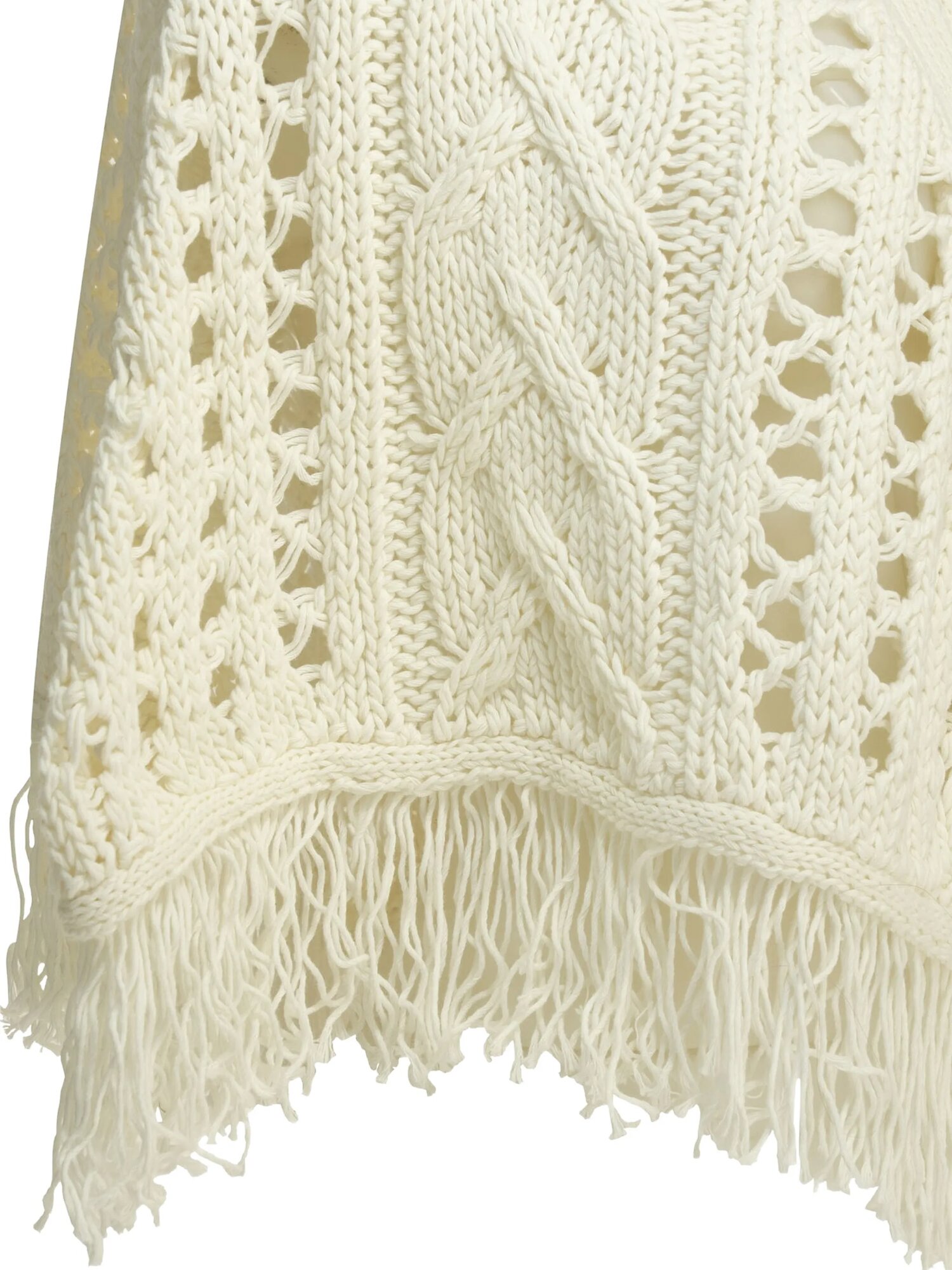 Накидка RAKKI Cable-knit fringed cape, размер OneSize, бежевый/белый — фото 1