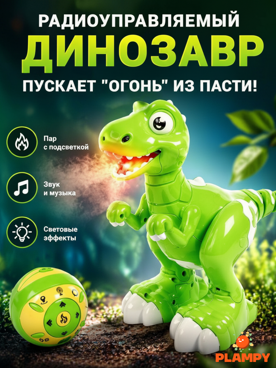Радиоуправляемая игрушка Динозавр с паром изо рта / Игрушка на пульте управления
