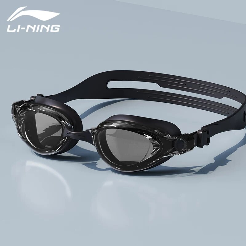 Li-Ning Анти-туманные плавательные очки для коррекции зрения, прозрачная линза, черный цвет, 250 диоптрий