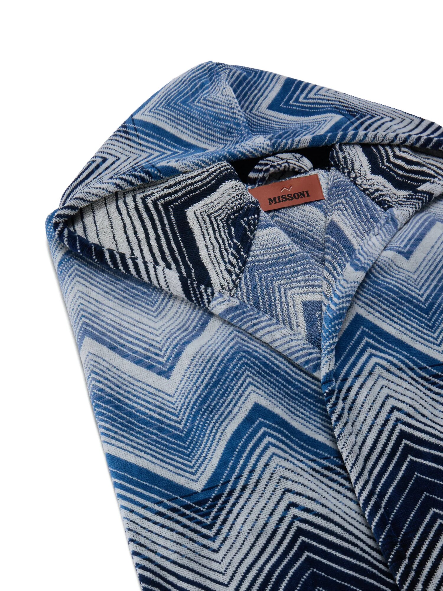 Халат Missoni Home Zigzag-print hooded bathrobe, размер L, синий — фото 1