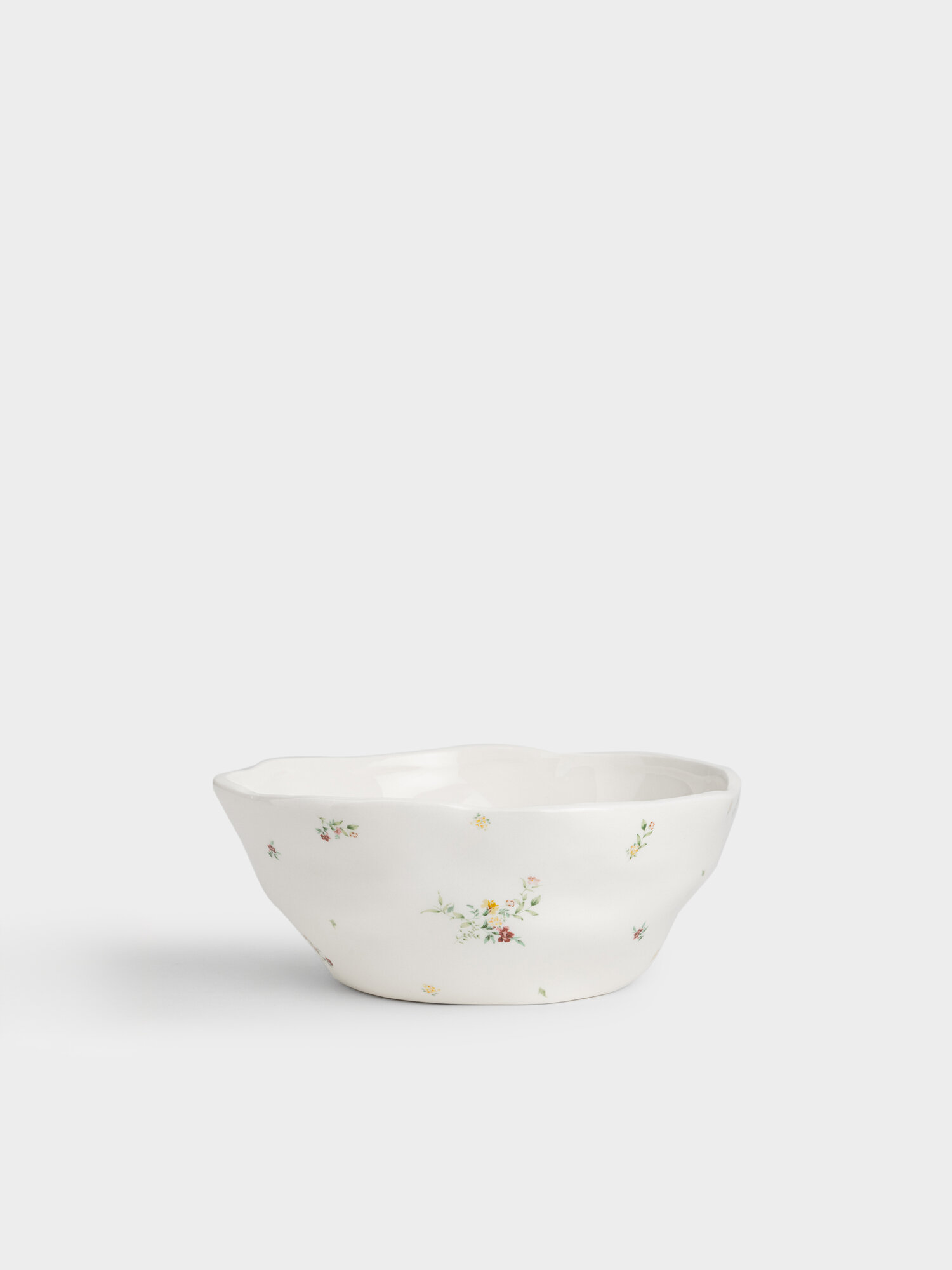 Салатник, 21х8 см, 1,4 л, керамика D, молочный, Цветы, El flower, Kuchenland