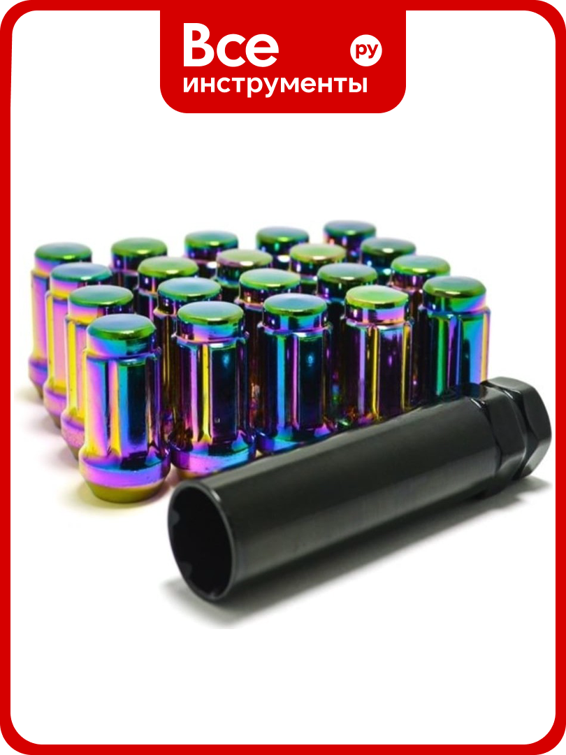 Комплект гаек М12x1.25 20 шт, ключ 6‑шлицевой STARLEKS KK911144SD/PH, сталь с хромированным покрытием, радужный цвет