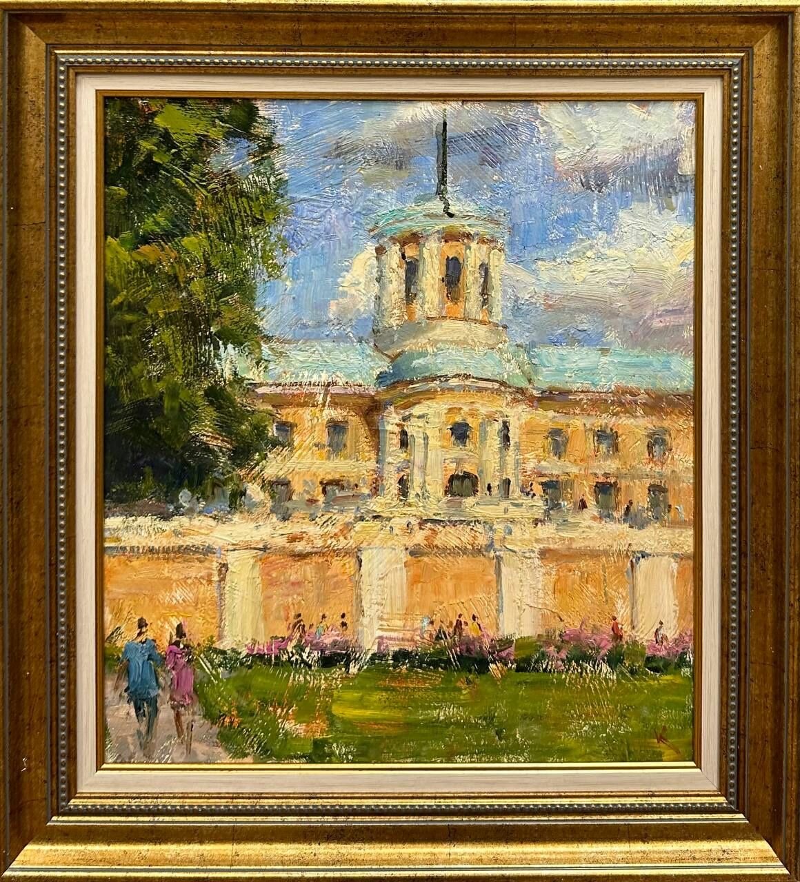 Картина маслом, городской пейзаж "Архангельское". Масло/мдф, 2024. Размер 45х40. Автор Борис Коган.