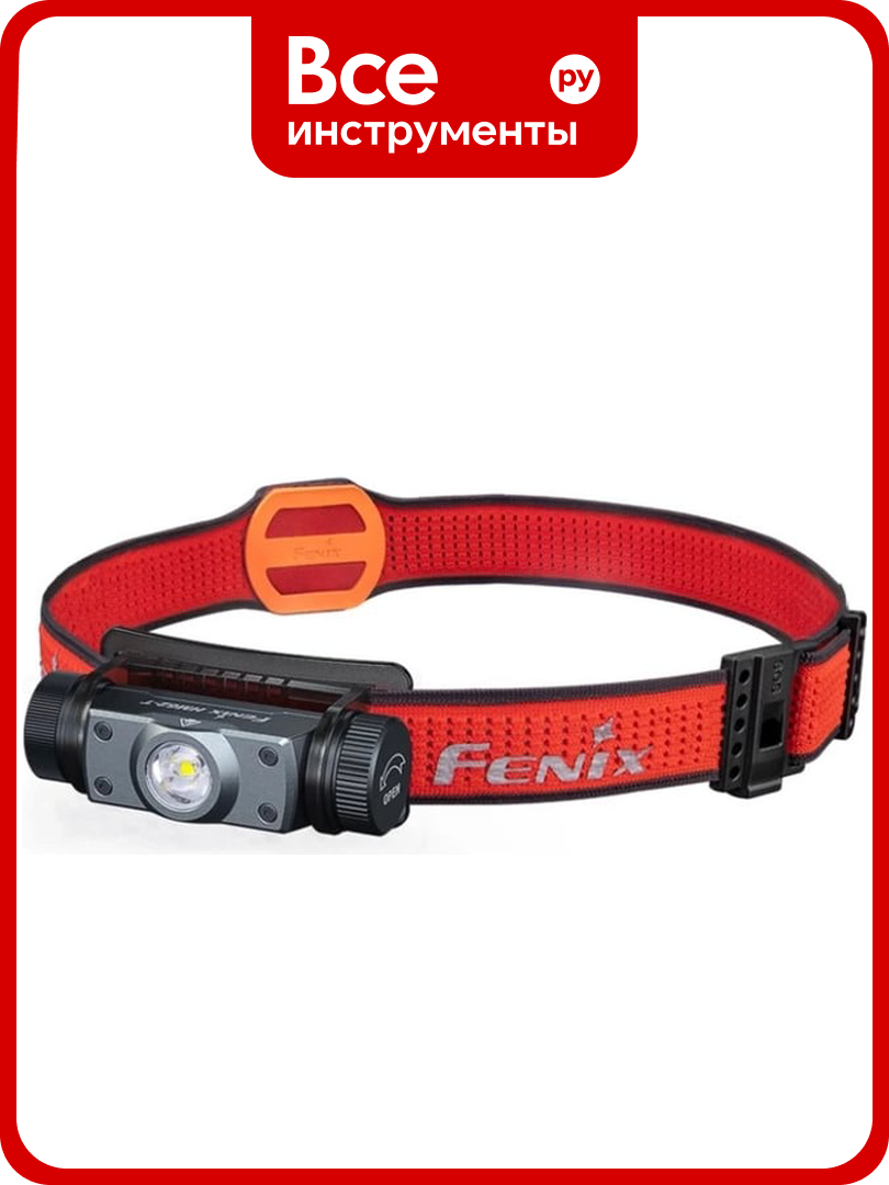 Фонарь Fenix HM62‑T черный, налобный, защита от влаги и ударов, USB‑Type‑C зарядка, вспомогательный красный свет