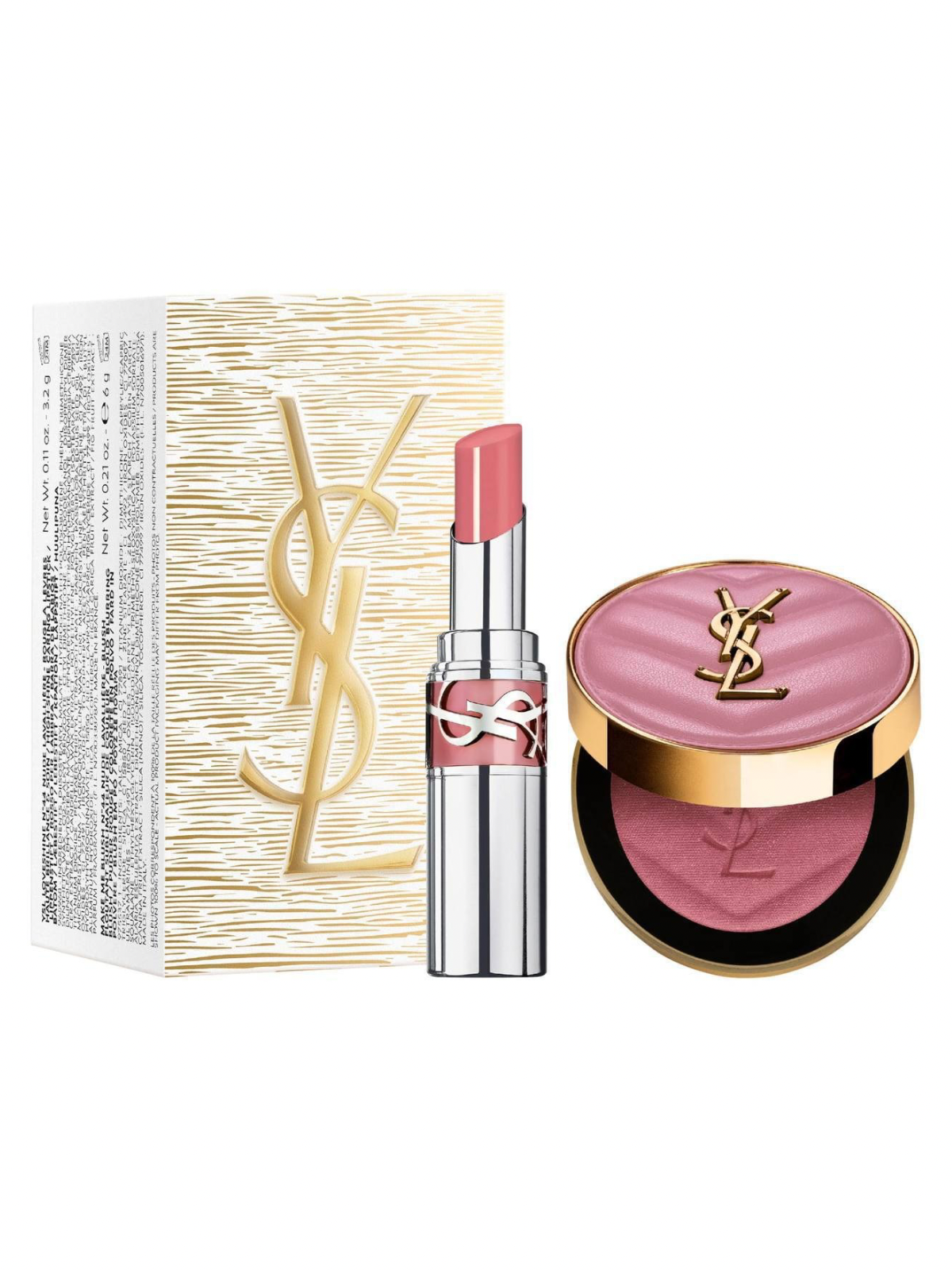 Набор румян Yves Saint Laurent Make Me Blush и помады Loveshine с маслом 44 Nude Lavalliere