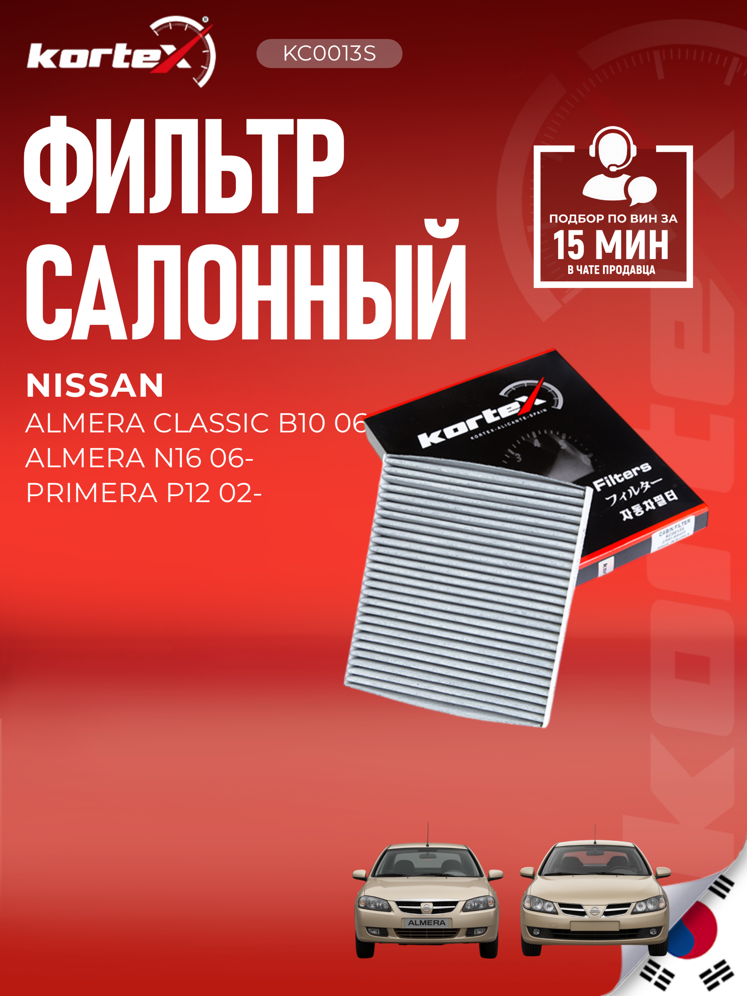 Фильтр салонный для NISSAN ALMERA CLASSIC (B10) / ALMERA (N16) / PRIMERA (P12) (угольный)