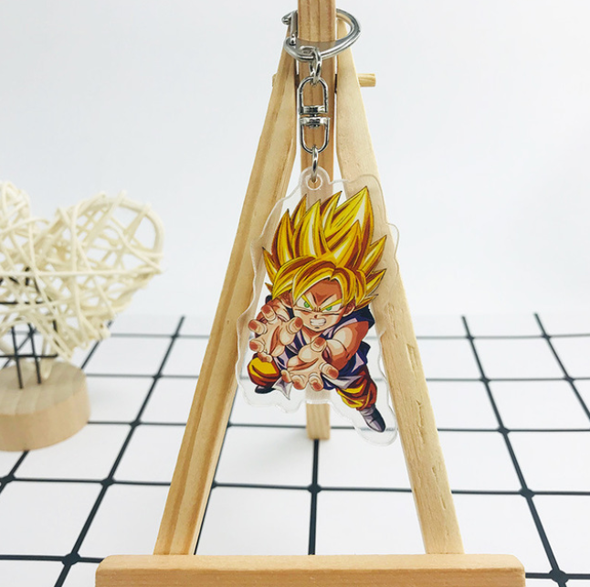 В наличии! Брелок-подвеска Dragon Ball с Сон Гоку в образе Супер Сайяна, акриловый, двусторонний, аниме, мультяшный