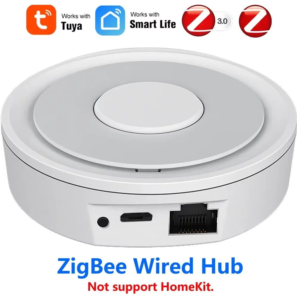 Шлюз Tuya Smart ZigBee и Homekit Hub Gateway Wire Smart Home Bridge Удаленный контроллер Совместим с Apple Home и приложением Smart Life-ZigBee Проводной хаб