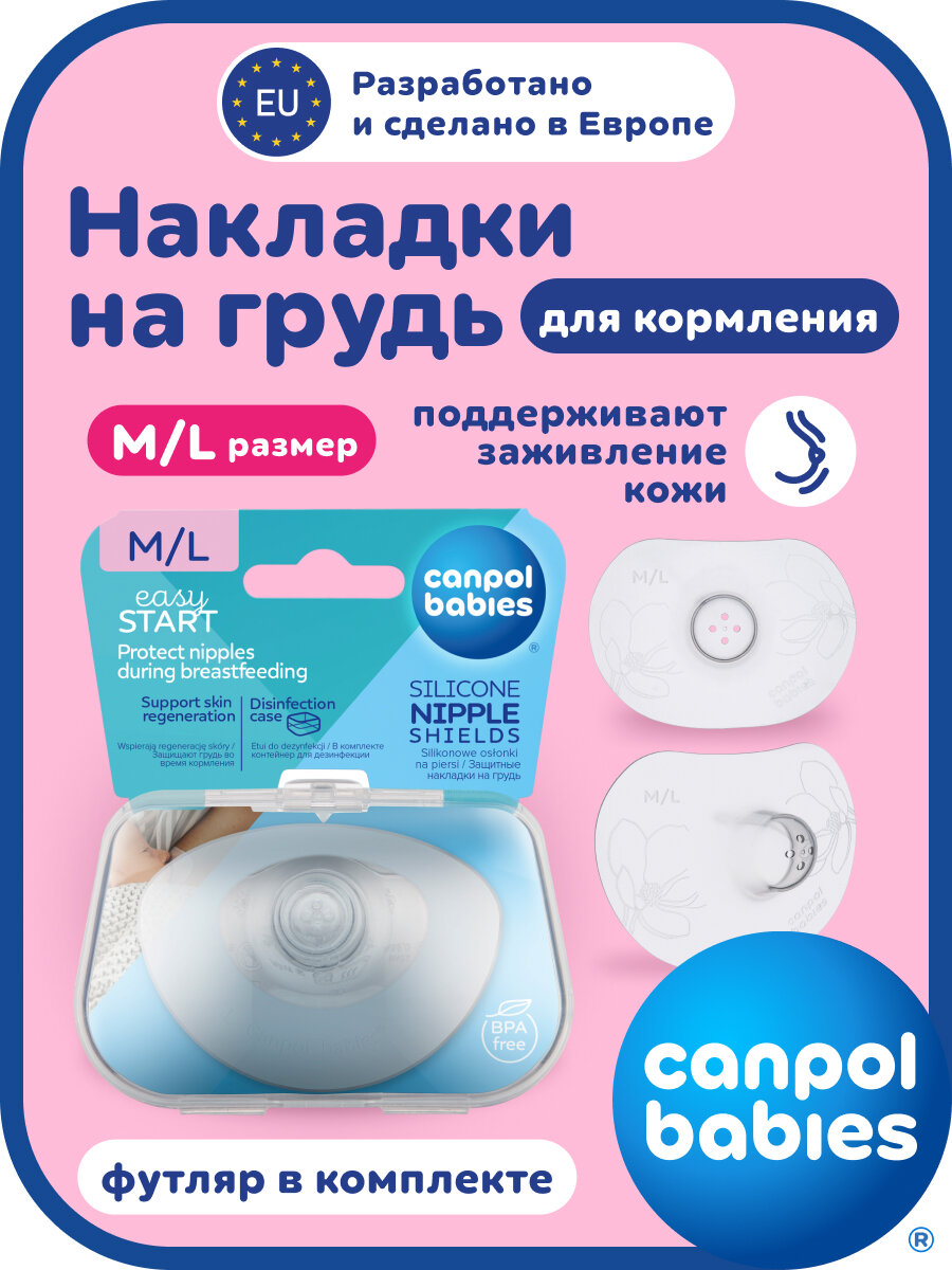 Накладки на грудь и соски силиконовые для кормления, 2 шт.